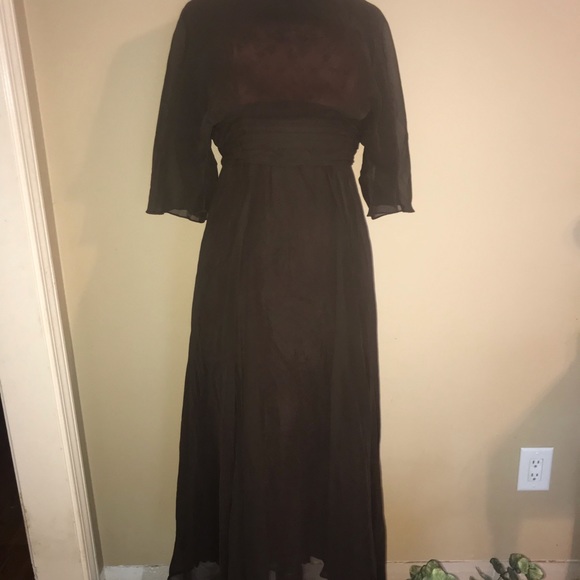 Miss Elliette | Dresses | Vintage Miss Elliette Brown Chiffon Dress ...